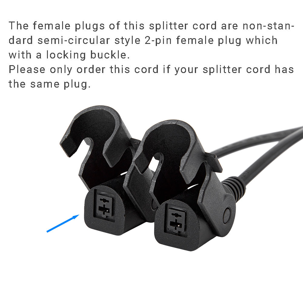 2 Pin Splitter Y Cable Male to Semi-circular 2-pin female plug with lo ...