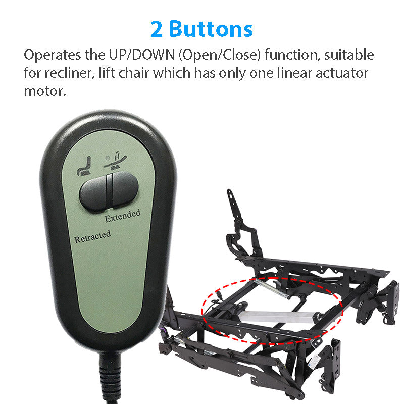 2 Button Remote Controller for Riser Recliner Lift Chair W/ Straight R ...